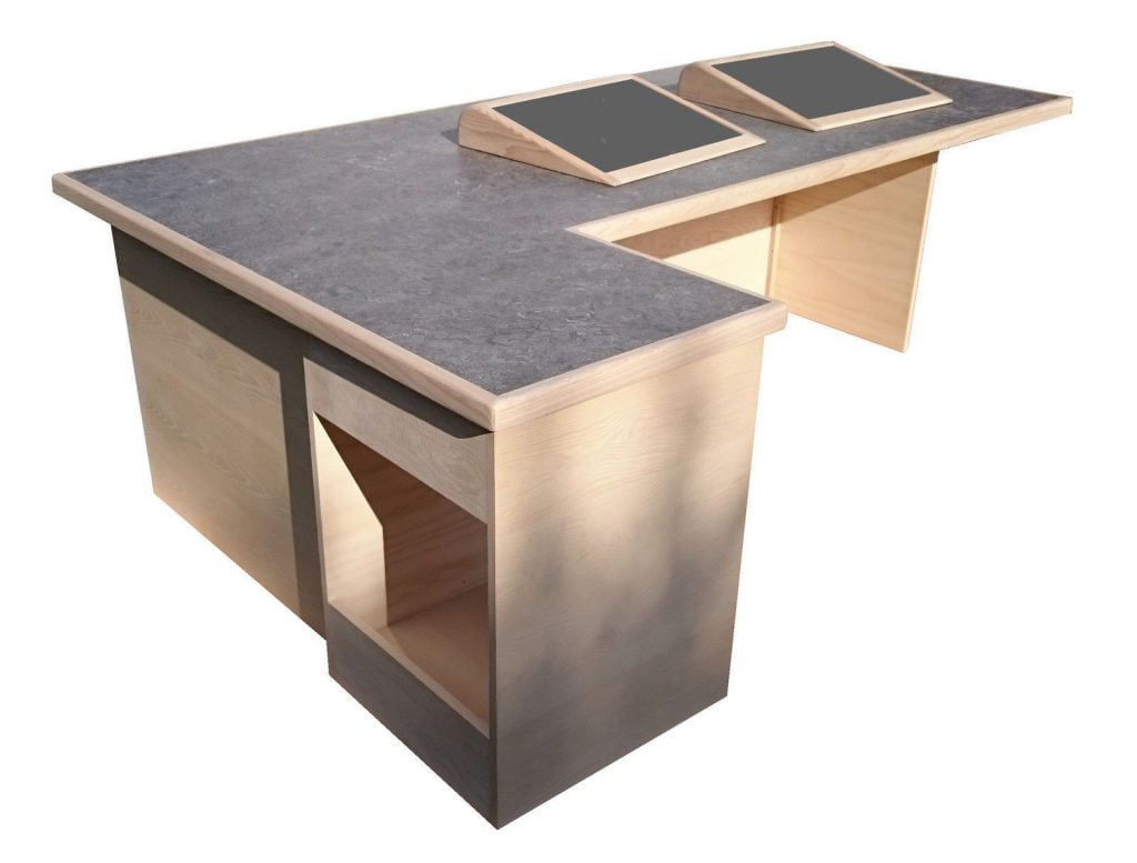 Broadcast Desk with 2 Desk Top Mixer Riser