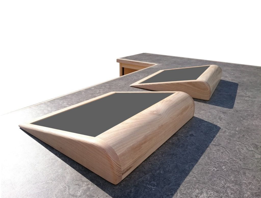 Broadcast Desk with 2 Desk Top Mixer Riser