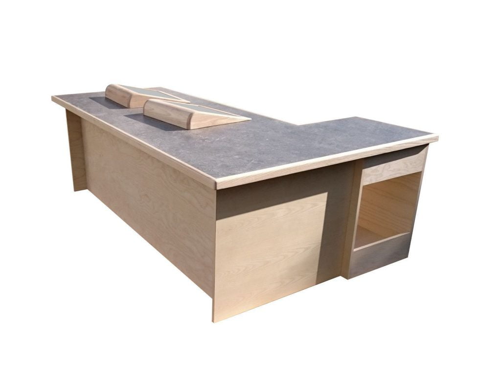 Broadcast Desk with 2 Desk Top Mixer Riser