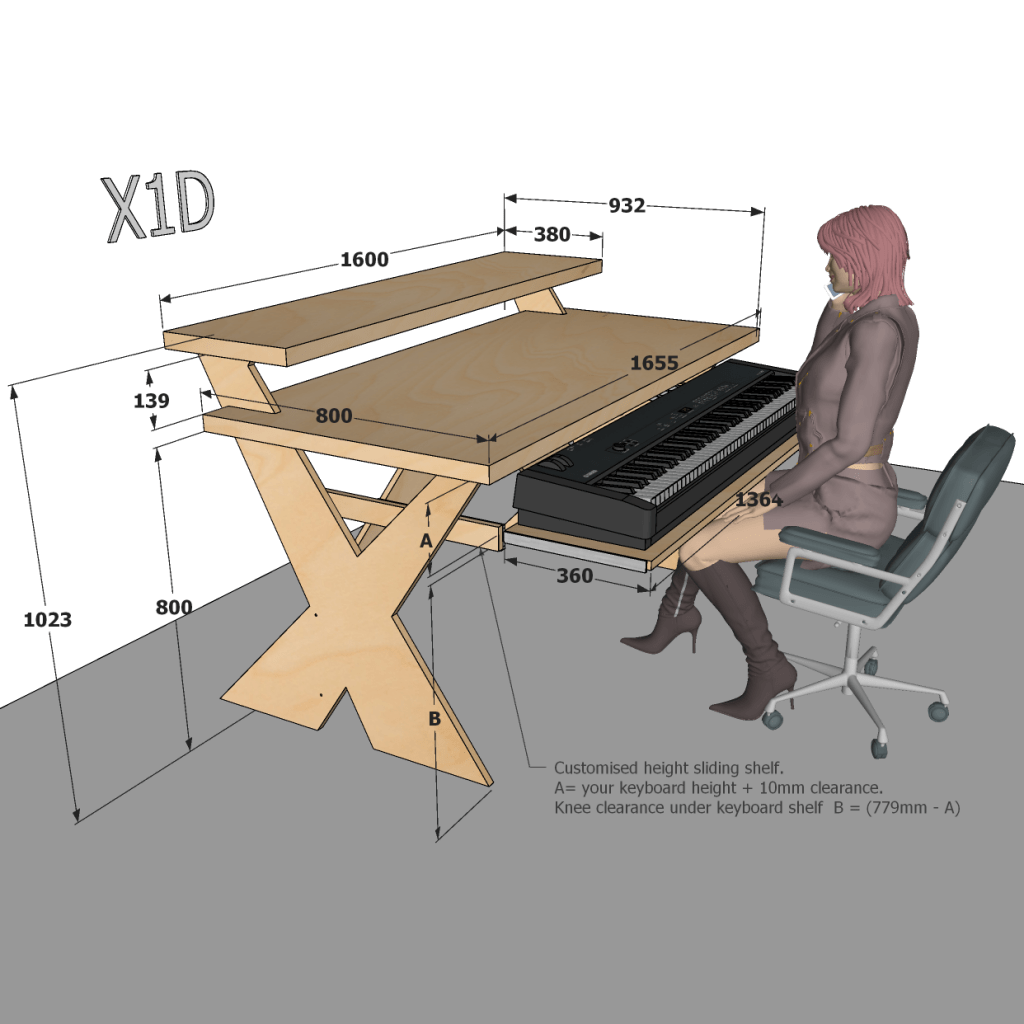 X1-D Producer/Composer Edit Desk - Sound Desks by Kernow Carpentry